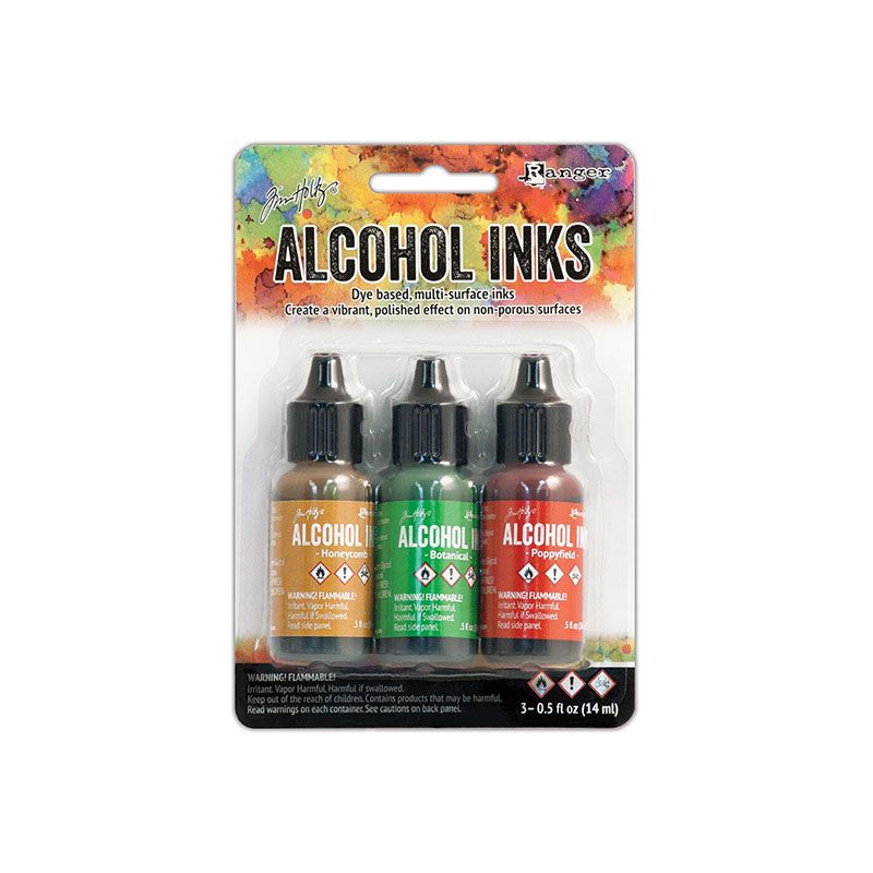 Ranger Alcohol Ink Kit Conservatory(Honeycomb, Botanical, Poppyfield ...
