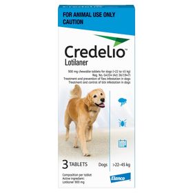 CREDELIO (Elanco) Blue Tick and Flea Treatment for Dogs Xtra Large 22 ...