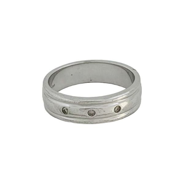 Swiss Set Sterling Silver Band with 3 Diamonds | Shop Today. Get it ...