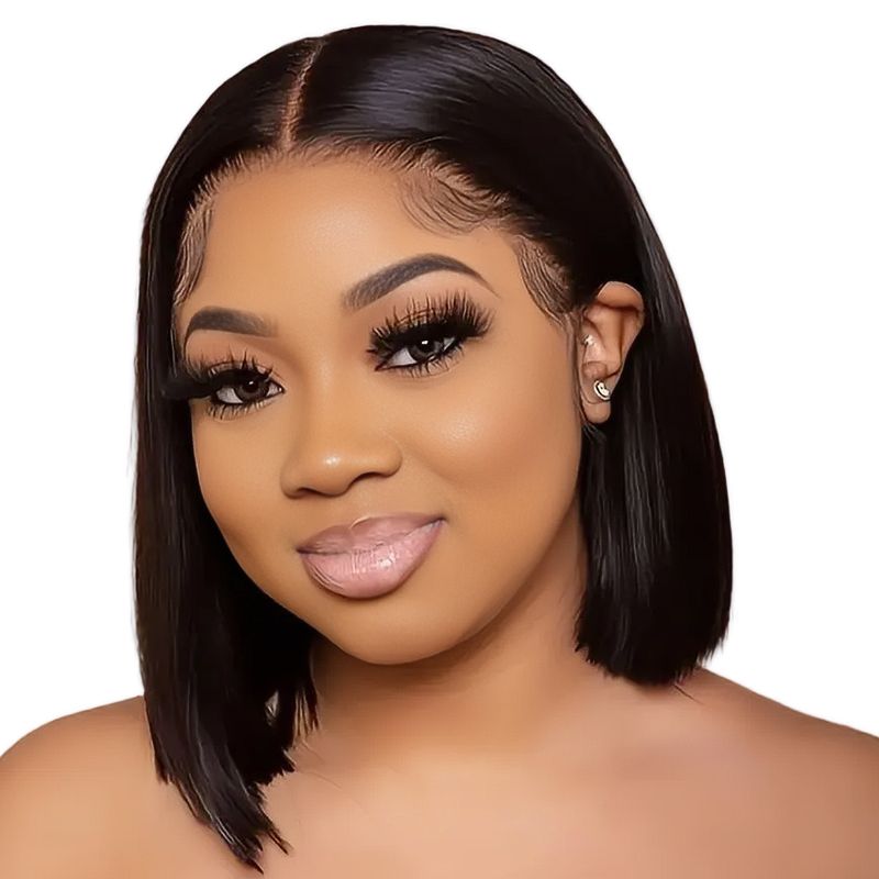 VSP 10inch Bob Straight Glueless Wigs-Brazilian Hair 13x4 Lace Frontal ...