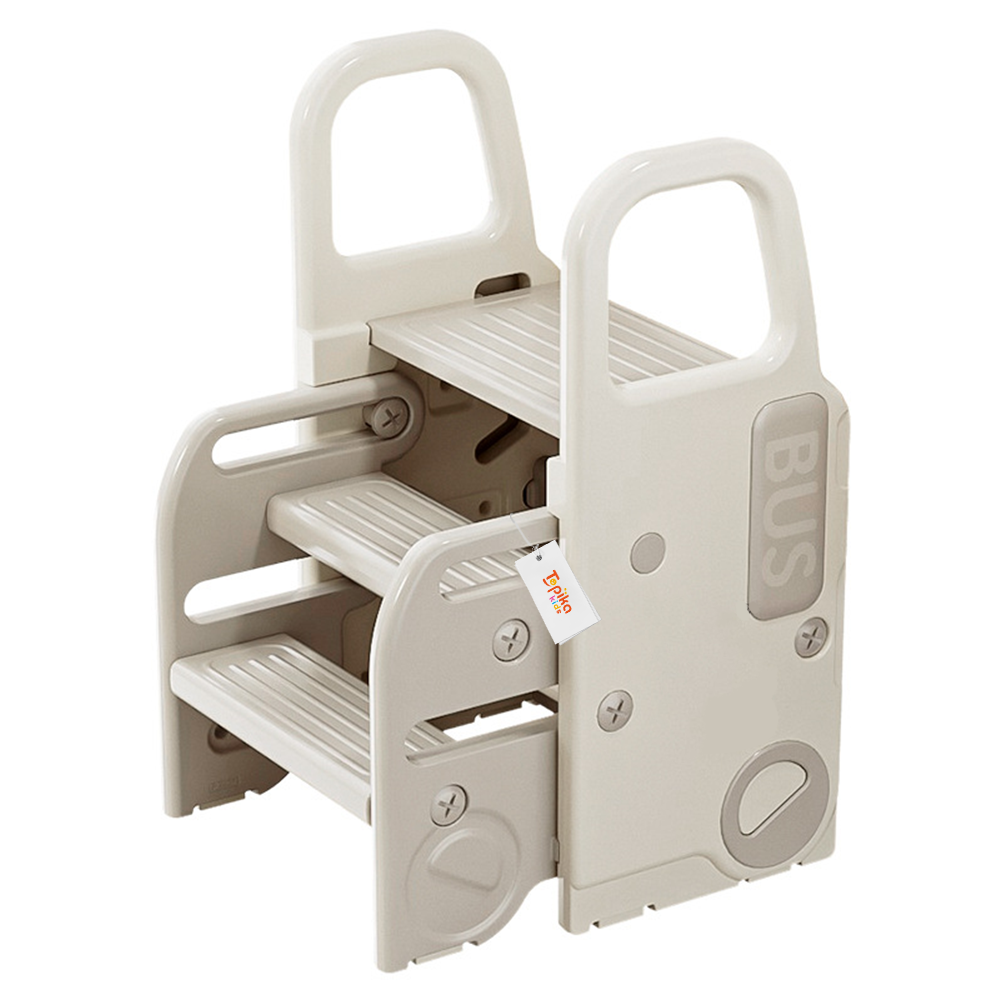 2-in-1 Foldable Toddler Step Stool with Safety Rails, Height Adjustment ...