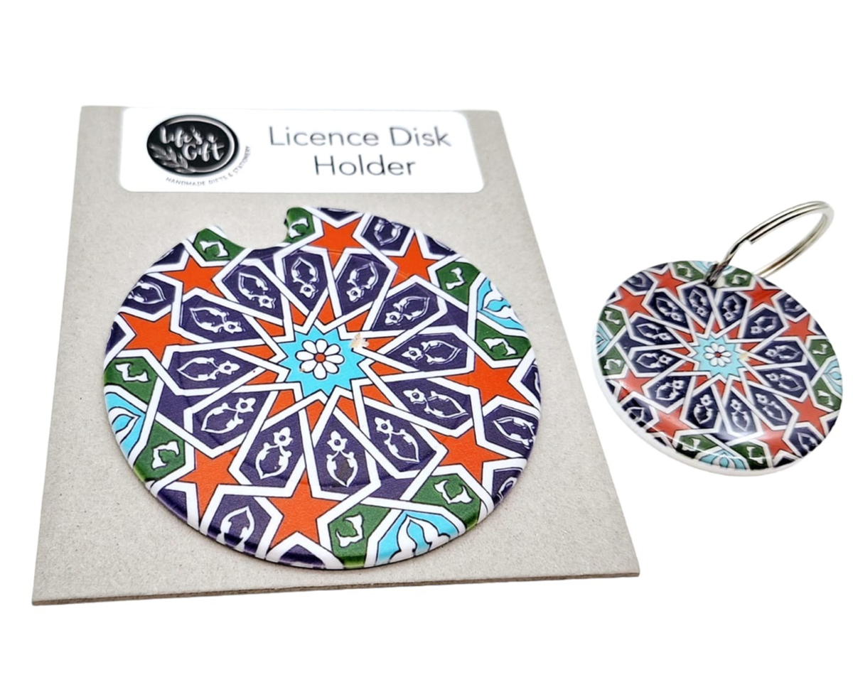 Red Mandala Star Licence Disk Holder with Key Ring | Shop Today. Get it ...