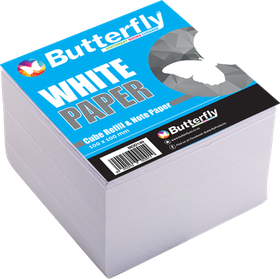 Butterfly White Paper Cube Refill & Note Paper - 1 Individual Cube ...