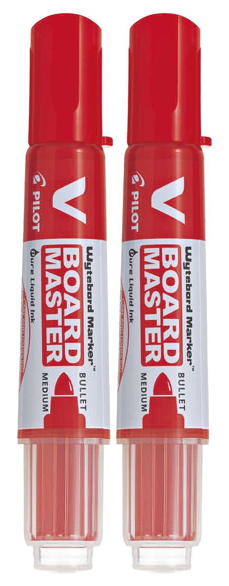 Pilot V Board Master Bullet Tip Whiteboard Marker Pack of 2 - Red ...