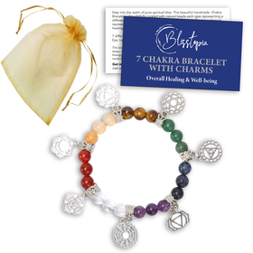 7 Chakra Bracelet with Charms in Gift Bag & Info Card . Heal your ...