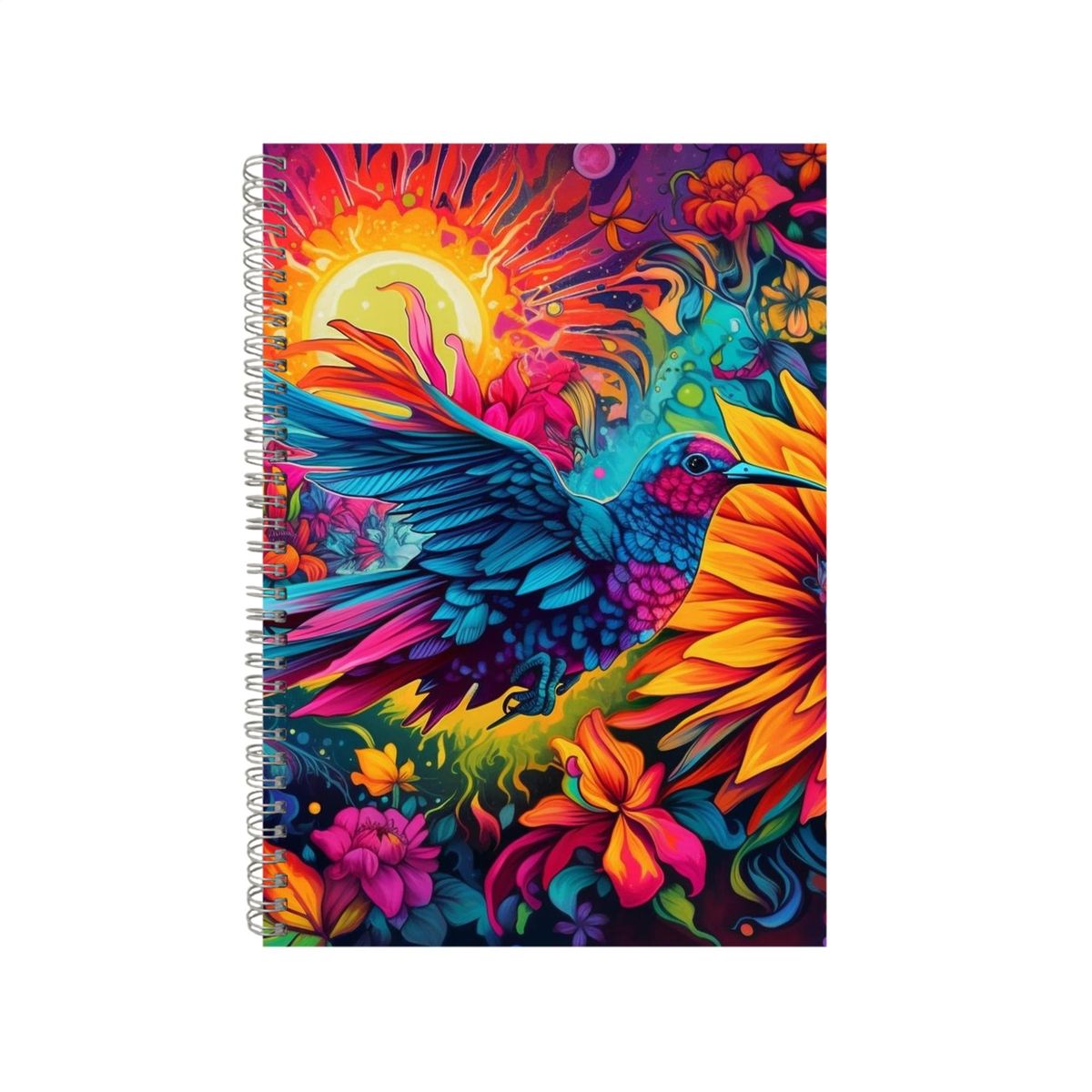Hummingbird Sunflowers Dahlias Neon Notebook Gift Idea A4 Notepad Pad ...