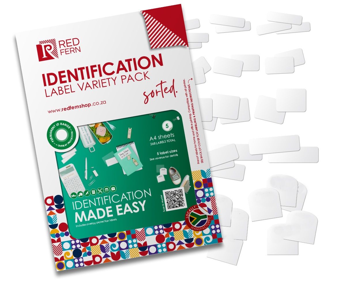 Redfern Identification A4 Self-Adhesive Variety Label Pack With Clear ...