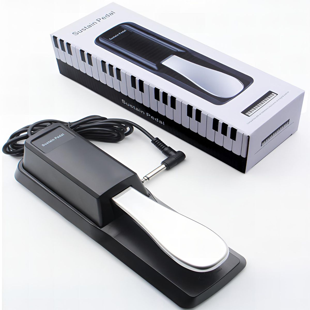 Universal Sustain Pedal for Keyboards & Digital Pianos - 6.5ft Cable ...