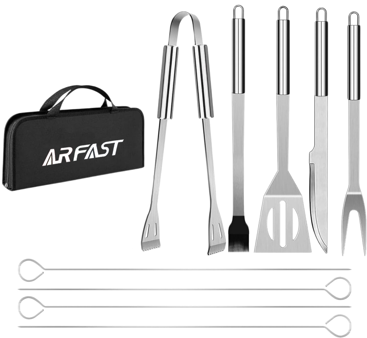 Arfast - 9 Piece Stainless Steel BBQ Grill Accessories Braai Tools Set ...