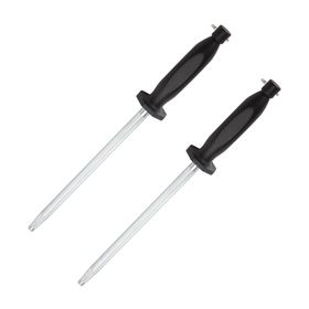 Set Of 2 10-Inch Stainless Steel Knife Sharpener Rods With Ergonomic ...