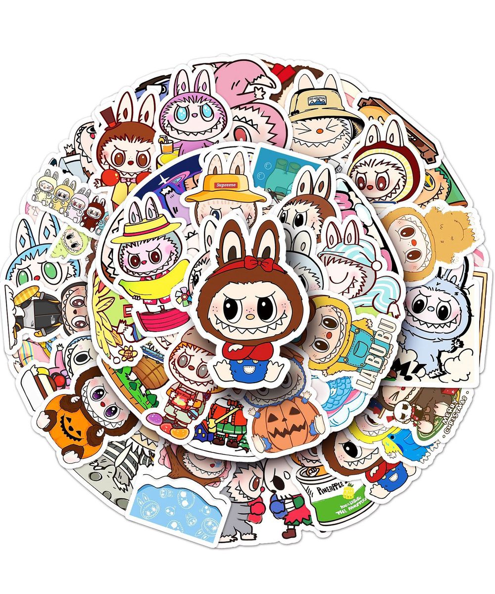 50Pcs Cartoon labubu Stickers for Kids,Waterproof Vinyl Decal for Teen ...