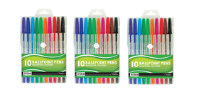 Treeline Ballpoint Pens Assorted Colours Wallet of 3 - Pack of 10 ...