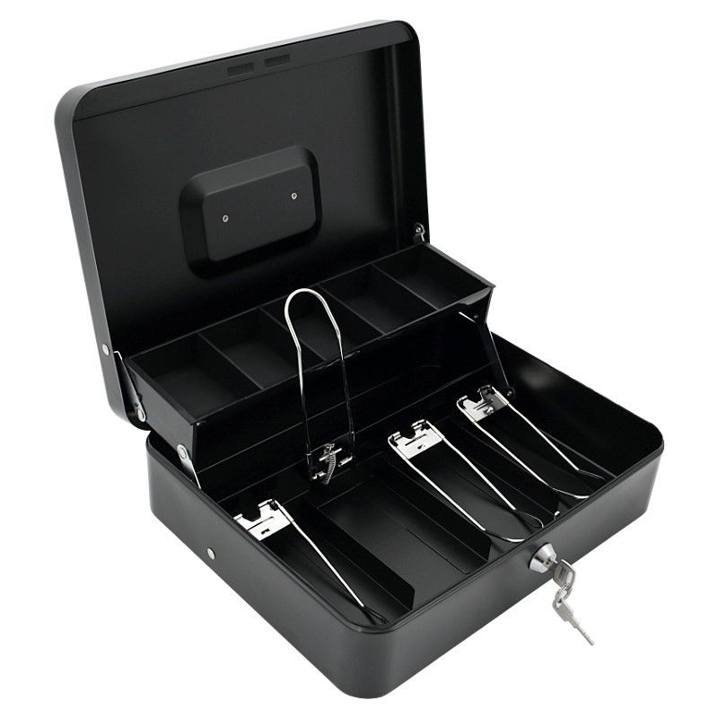 Lockable metal cash box tray with multiple compartments, portable home ...