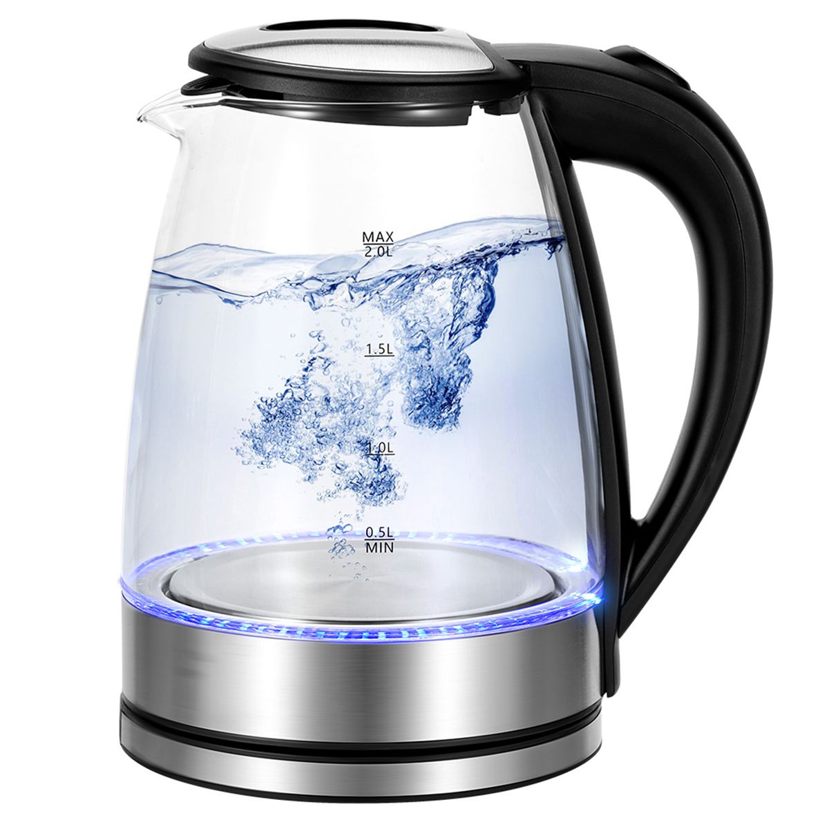 2 Litre Cordless Electric Glass Kettle Fast Boiling With LED Indicator ...