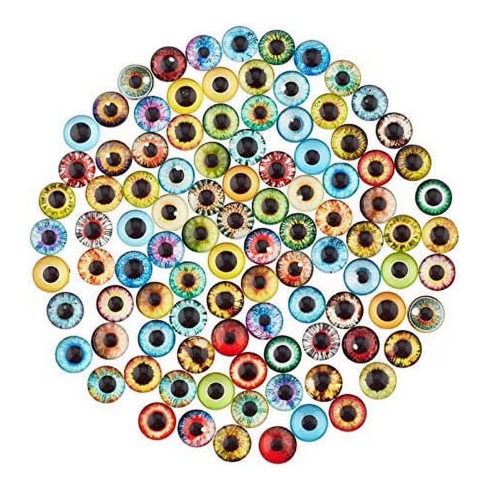 Craft 100Pcs Mixed Style Color Half-Round Glass Eyes For Dolls -12mm ...
