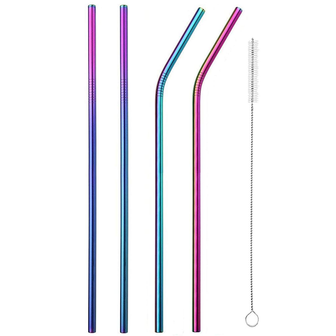 Stainless Steel Multi Coloured Reusable Straws Eco Friendly + Cleaning ...