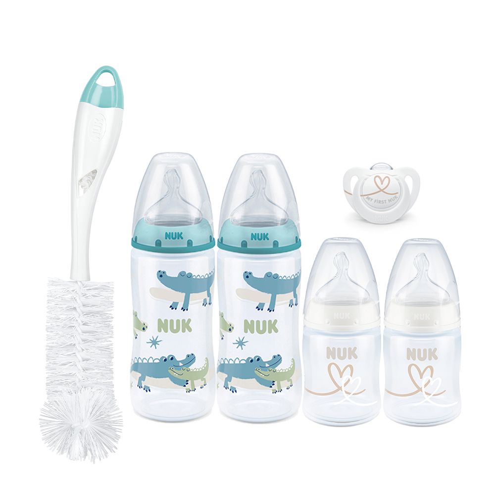 NUK Temperature Control 4 Bottle Starter Pack Crocodile/Hearts - 0-6 ...
