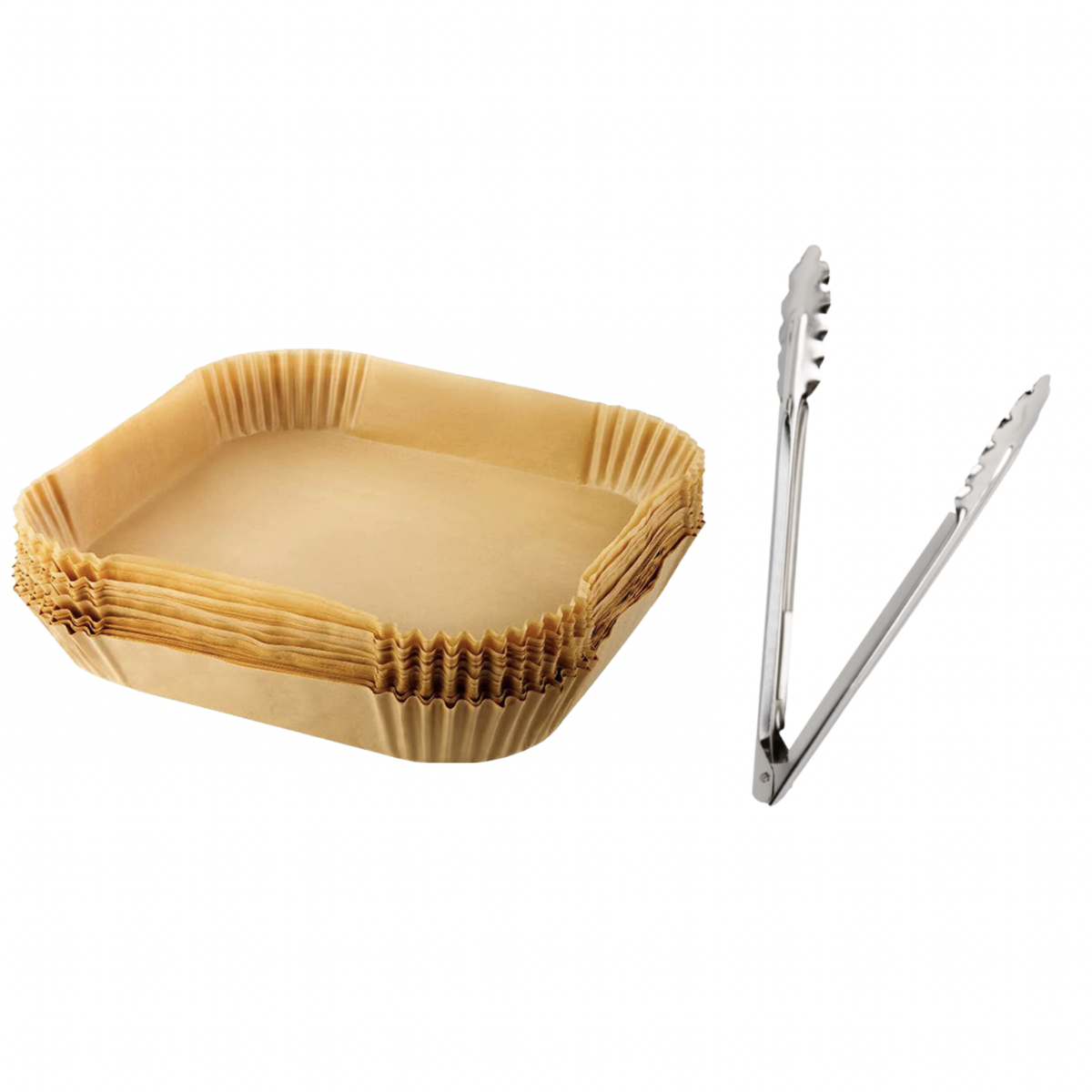 100 x Square Disposable Air-Fryer Parchment Paper Liners + Tongs | Shop ...