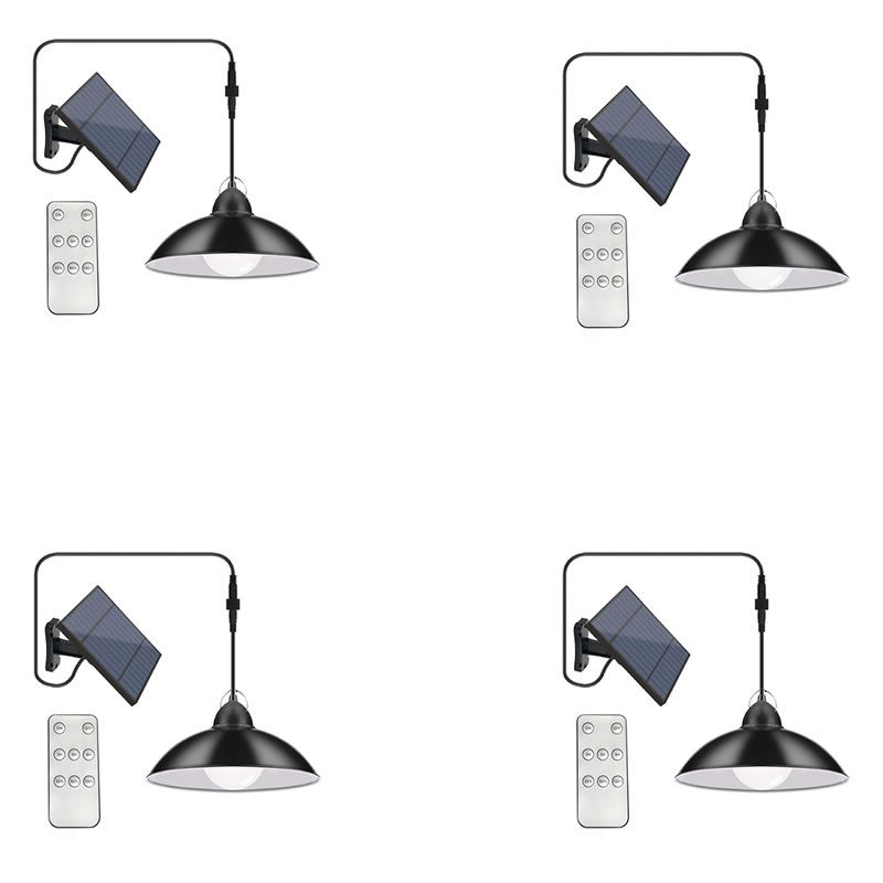 Set Of 4 Outdoor Remote Controlled Solar Powered Hanging Led Lights