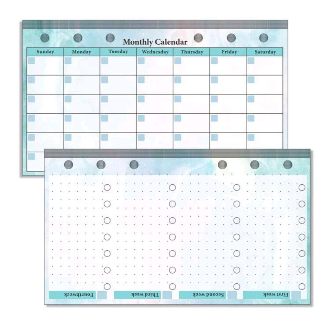 Budget Planner Replacement Inserts - Monthly Calendar (Set of 56 ...