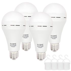 AUSMA 4 Pack 7W Emergency LED Light Bulb E27 Rechargeable for ...