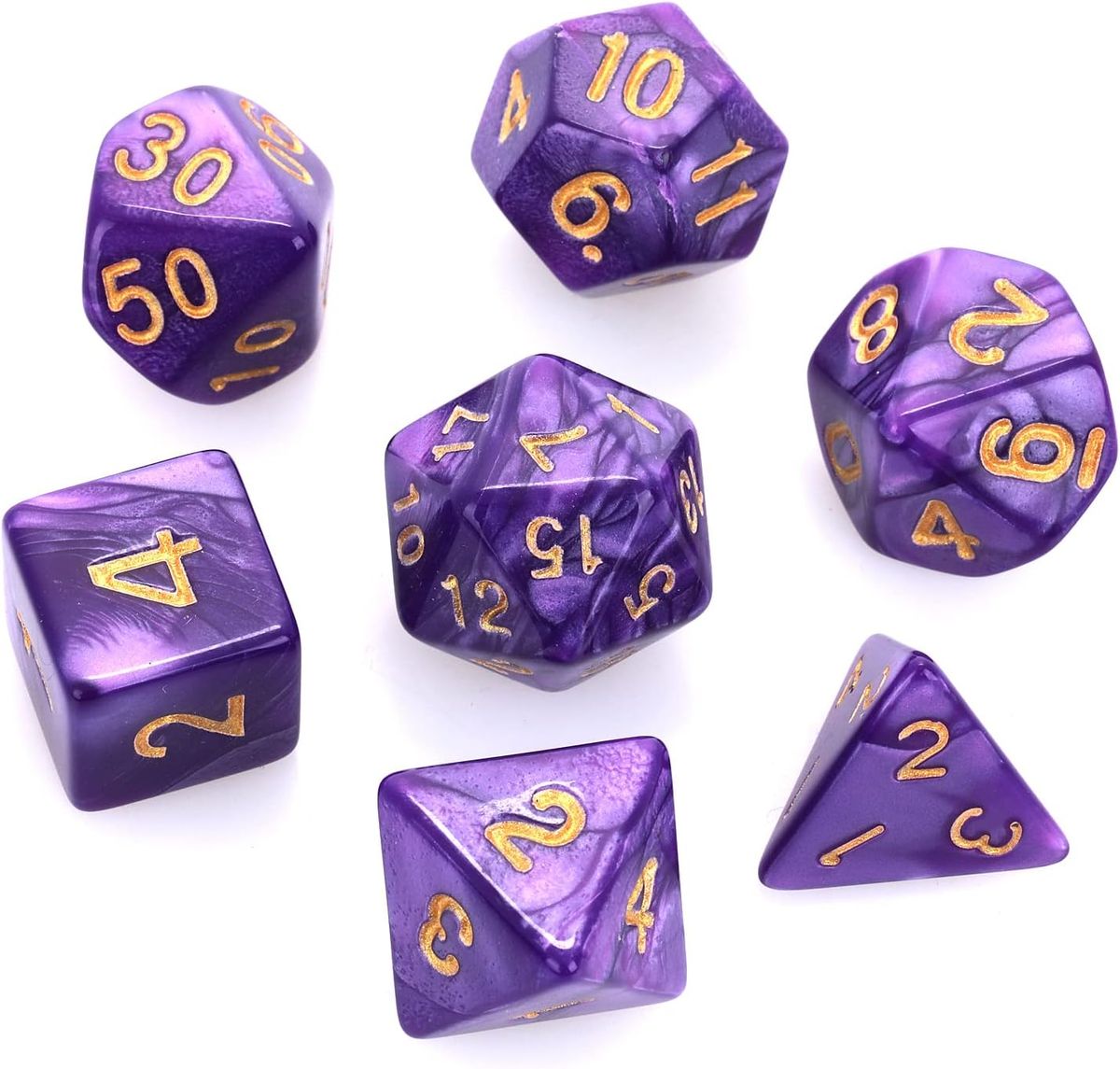 7pc DND Dice Set Acrylic Plastic RPG Tabletop Boardgame Dungeons ...