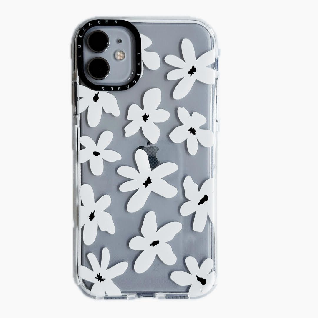 Beautiful Daisy Print Cellphone Cover - iPhone 13 - White and Black ...