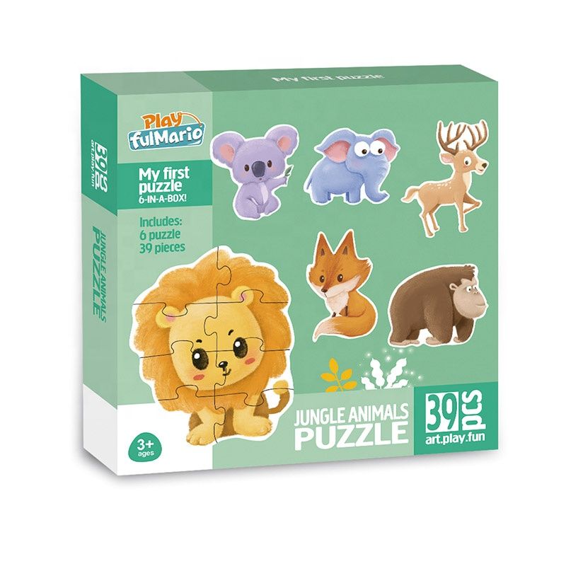 Set Of 39 Children Educational Mini Jigsaw Jungle Animal Theme Puzzle ...