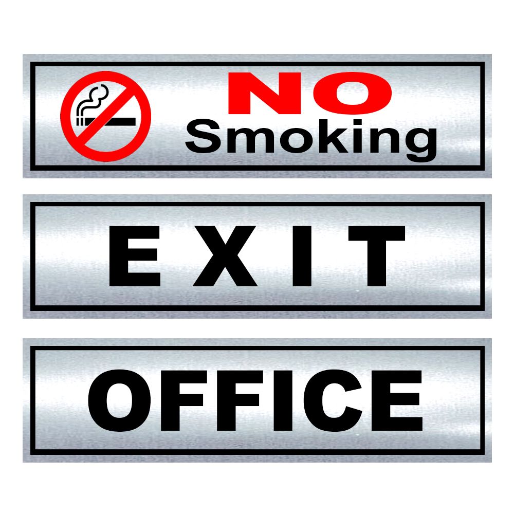 3Pcs - Small Aluminum Self-Adhesive No Smoking+Office+Exit signs | Shop ...