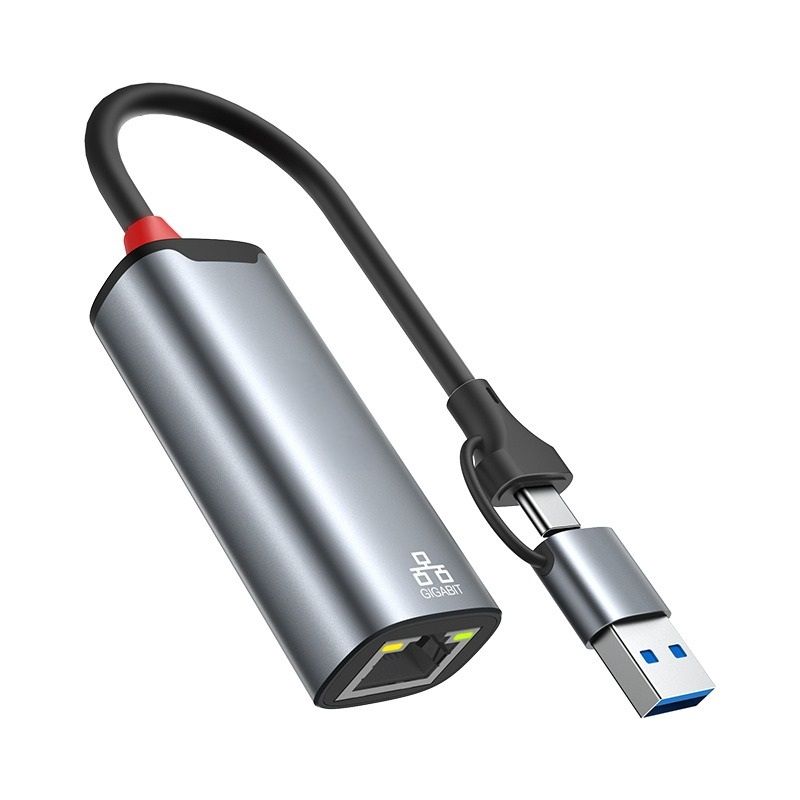 Type-C/USB To RJ45 2 In 1 Gigabit Ethernet Converter 1000Mbps High ...