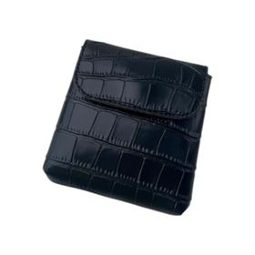 Faux Textured Leather Mini Flap Button Closure Coin Purse - Black ...