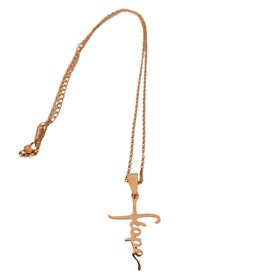 Women Rose Gold Plated Stainless Steel Hope Cross Pendant Necklace ...