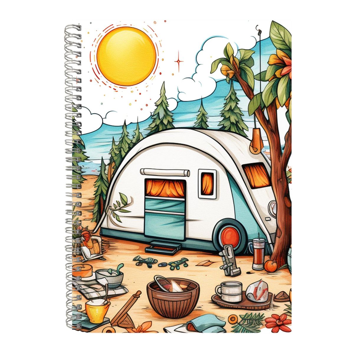 Sunny A4 Notebook Spiral and Lined Trendy Camping Graphic Notepad Gift ...
