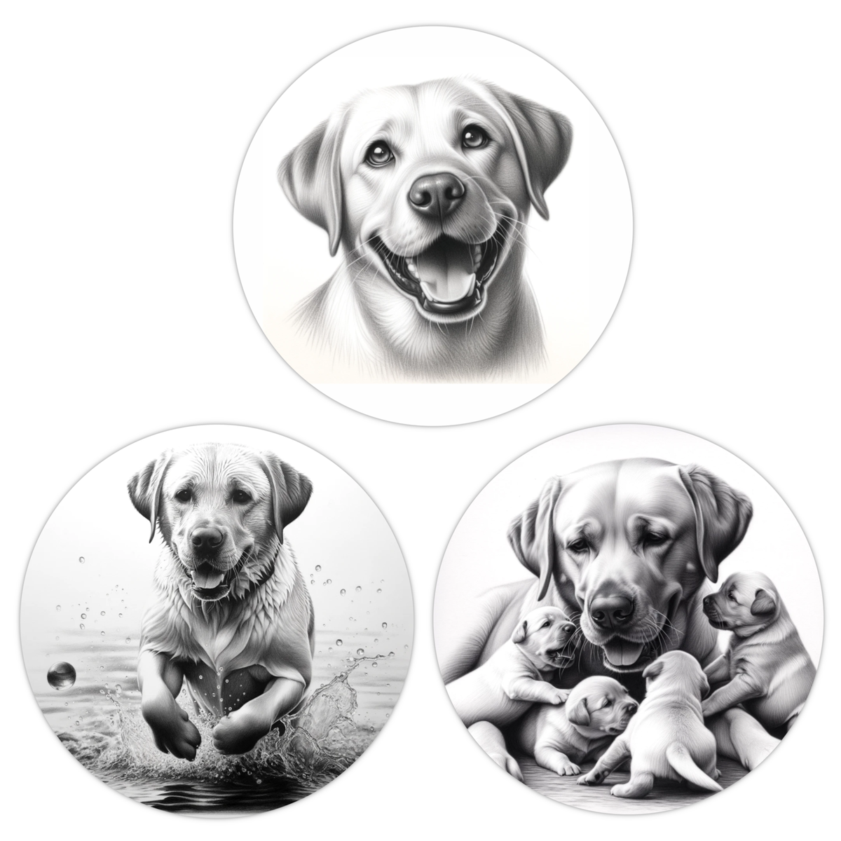 TrendSpire Labradors Black & White Stickers - Set of 3 | Shop Today ...