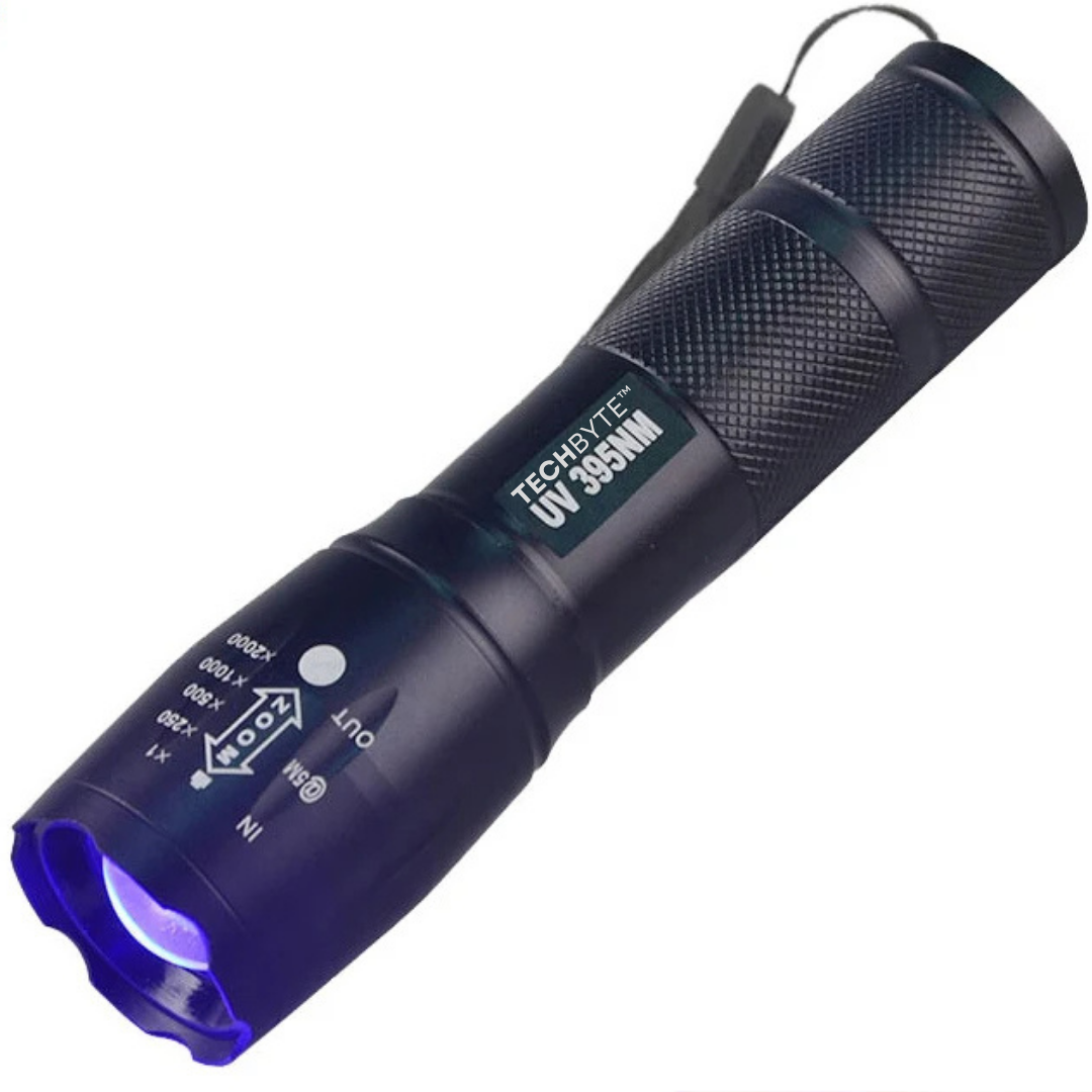 TechByte UV Light Torch - Zoomable Lens/ Water Resistant - 395nm/500 ...
