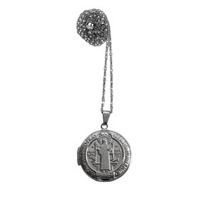 Saint Benedict Medal Locket Necklace - Stainless Steel | Shop Today ...