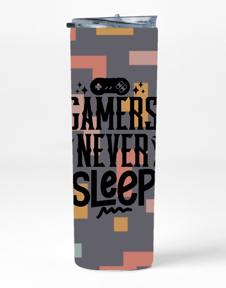 Gamer Never Sleep 20 Oz Skinny Tumbler Straw Trendy Graphic Present 026 ...