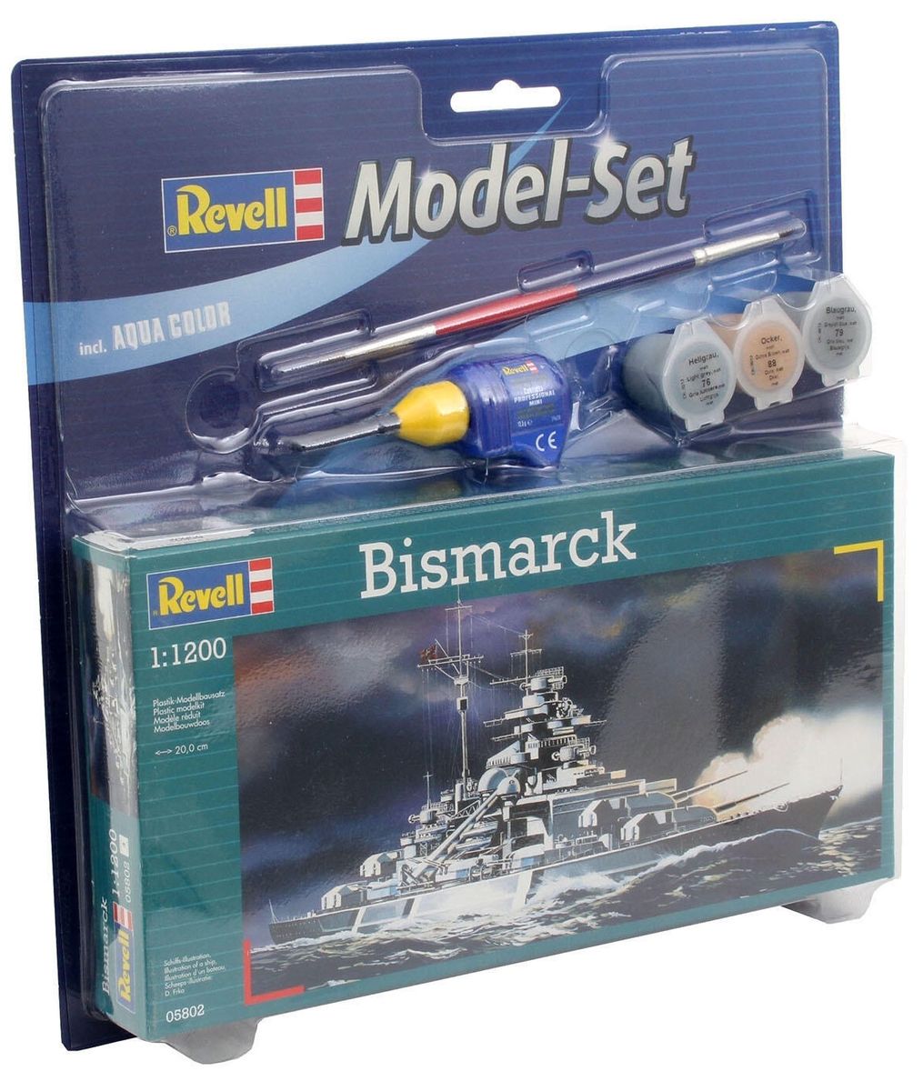 Revell 1/1200 German Battleship "Bismarck" Model Kit w/Paints, Glue ...