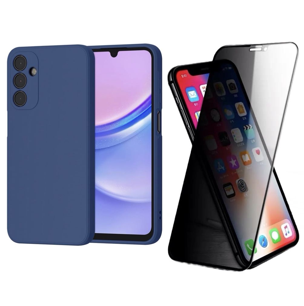 Silicone cover & Privacy Glass For Samsung Galaxy A05s - Combo Deal - Blue | Shop Today. Get it ...