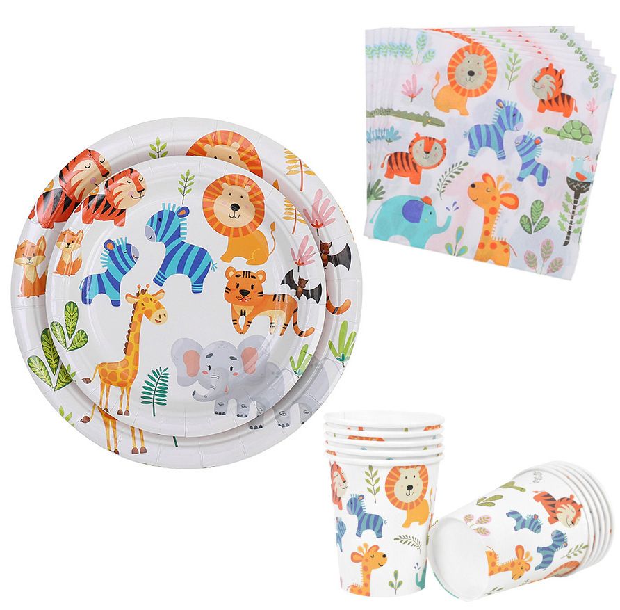 Forest Safari Jungle Birthday Party Table setting DIY Decoration Set ...