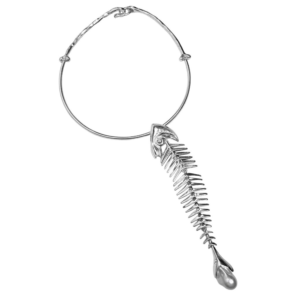 Exaggerated Bold Fishbone Pendant Necklace - Silver | Shop Today. Get ...