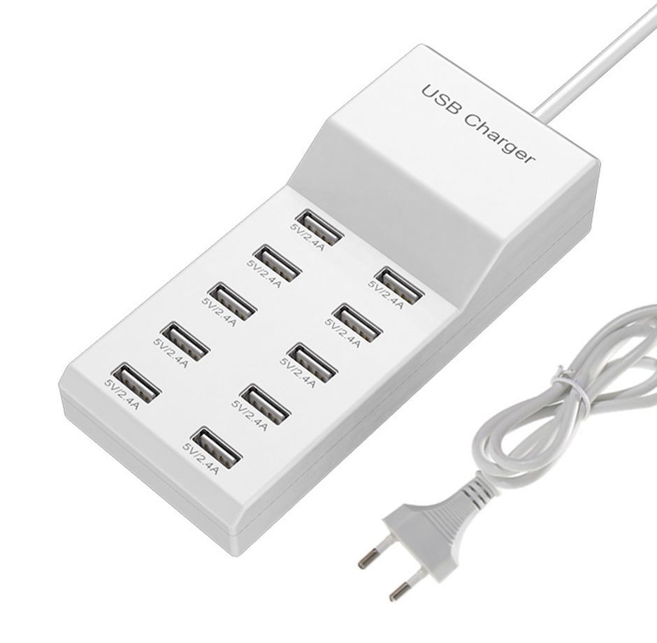 Super Fast 10-Port USB Charger Desktop Charging Station White for usb ...