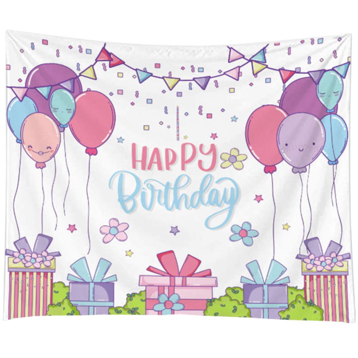 MamaMia - Birthday Decorations Backdrop - For Kids - Gift Box & Balloon ...