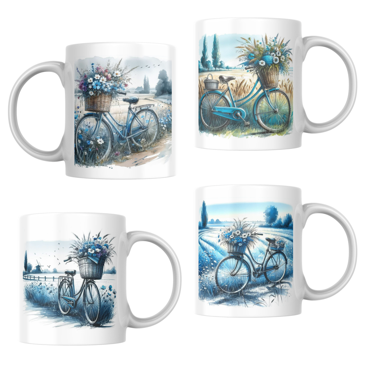 Blue Bicycle - Printed 4 Pack Mug | Shop Today. Get it Tomorrow ...