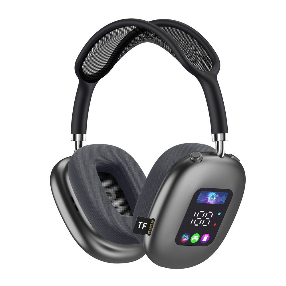 On-ear Bluetooth Headphones with RGB Digital Display & TF Card Reading ...