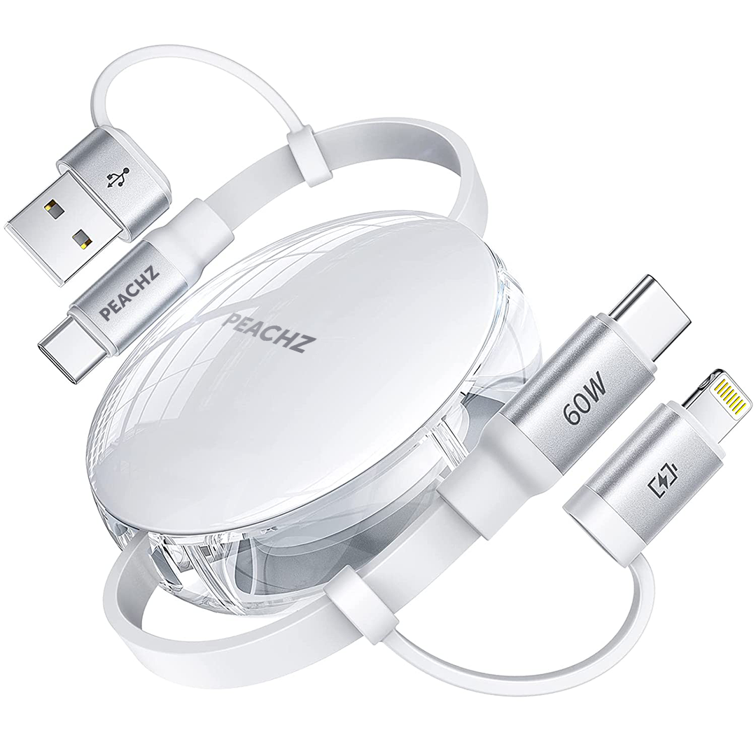 Peachz-Multi Charging Cable, 4 in 1 Retractable USB C Cable,60W ...