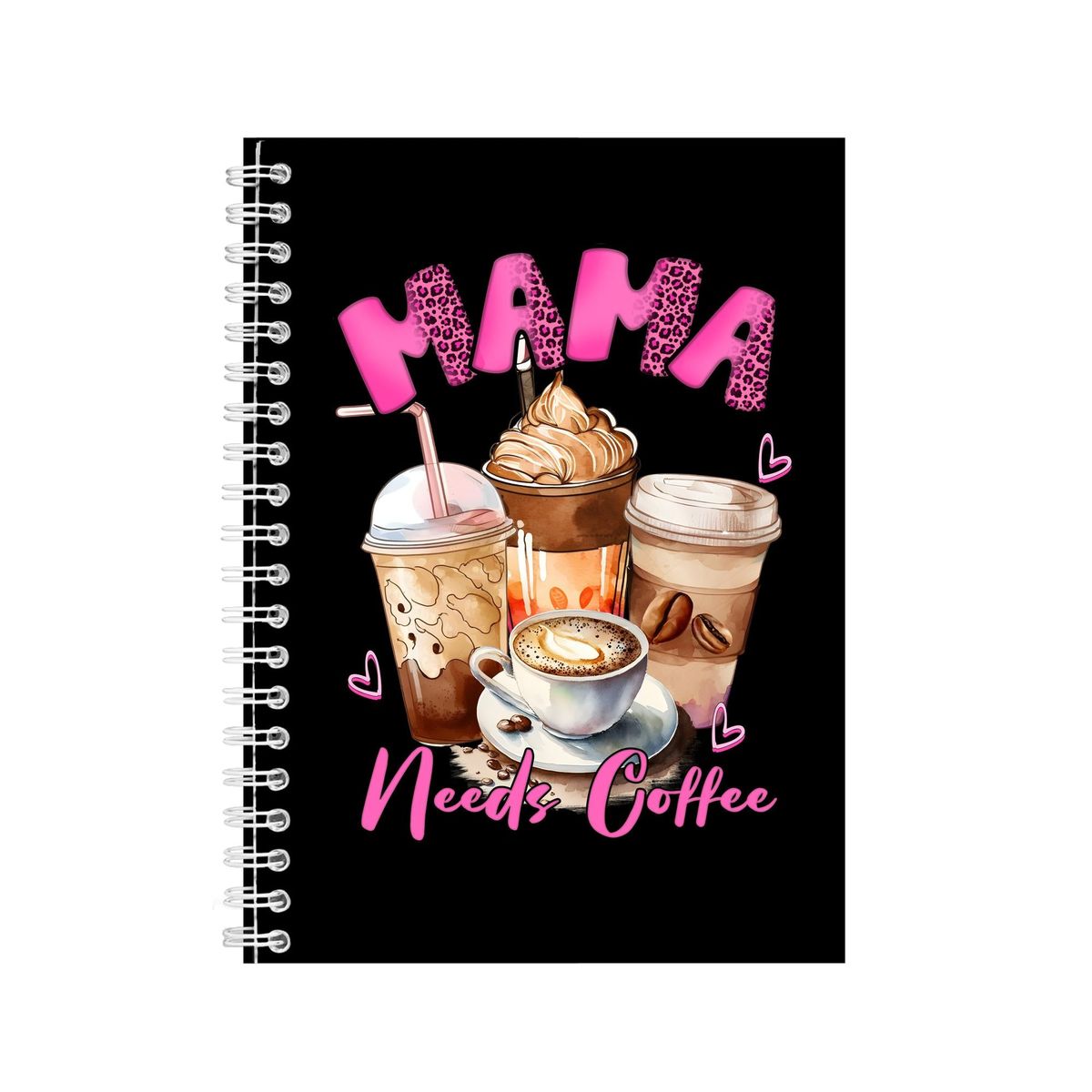 Pink A5 Notebook Spiral and Lined Coffee Mama Graphic Mom Notepad Gift ...