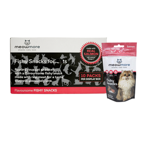 Meow More Meaty Snacks Salmon & Trout Snacks Bulk Deal - (10 x 35g ...