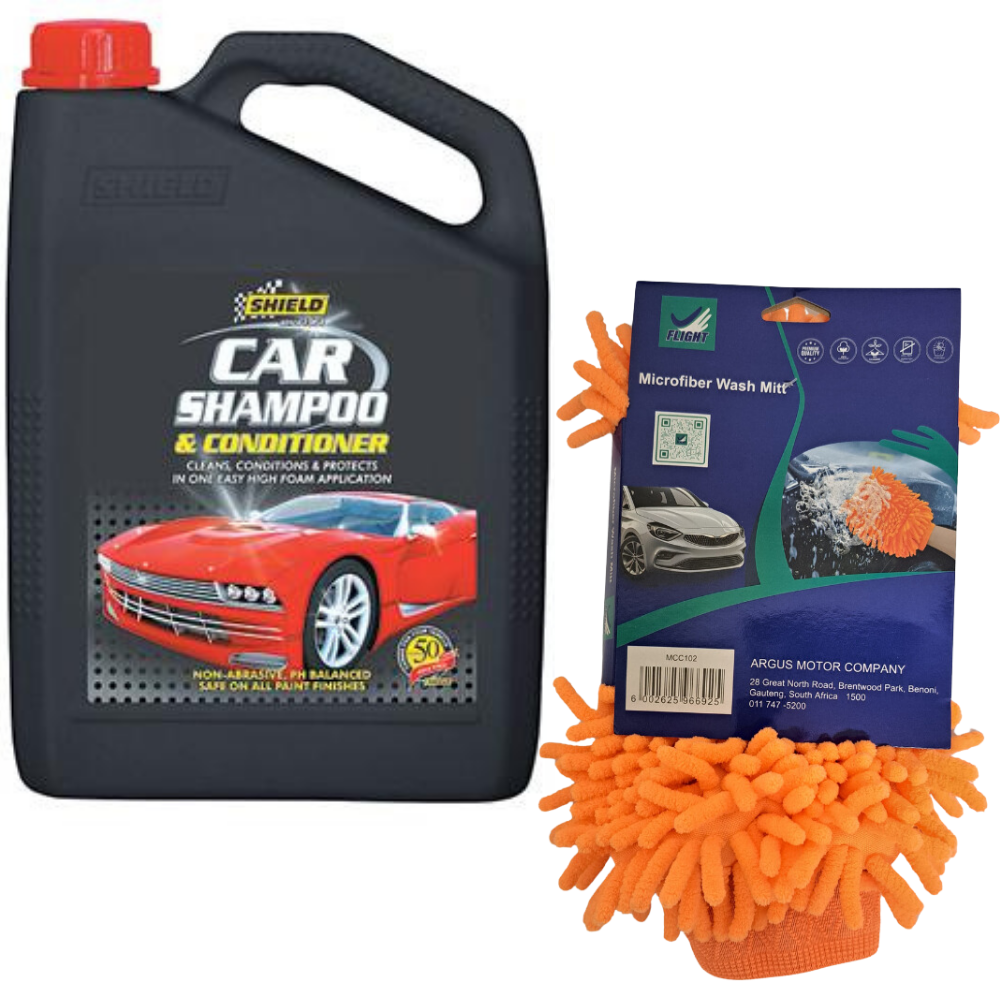 Shield 5 Litre Shampoo & Conditioner With Flight Microfibre Wash Mitt ...