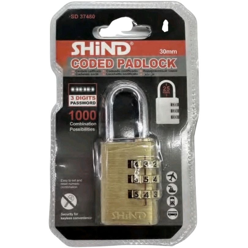 Shind Coded Padlock - 3-Digit Combination With 1000 Possible ...